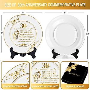 SHUNNIUB 30th Anniversary Plate, Meaningful Pearl Anniversary Wedding Gifts for Couple Parents to Celebrate 30th Wedding Anniversary, 9" x 9"