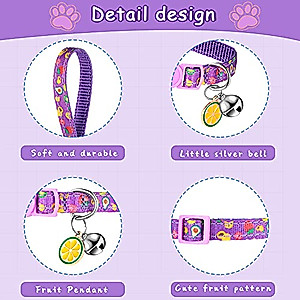 12 Pieces Breakaway Cats Collar with Bell and Summer Fruit Patterns Pendants, Safety Adjustable Collar Set for Pets Decoration (Small)