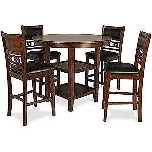 New Classic Furniture Gia 5-Piece Counter Dining Table Set, 42.25-Inch, Brown