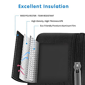 DALINDA Lunch Bag Lunch Box for Women Men Reusable Insulated Lunch Tote Bag,Leakproof Thermal Cooler Sack Food Handbags Case High Capacity forTravel Work School Picnic- Black