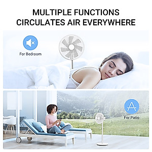 Smartmi Outdoor Pedestal Fan 2S, Standing Fans for Bedroom, Cordless Outdoor Fans for Patio with 100 Speed Options, Portable, Smart, Quiet, 40°Tilt, 120°Oscillating Fan Outdoor Home Office with Timer, 38in