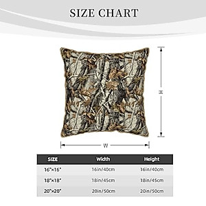 Augenstern Zippered Pillow Protectors Cover Case Mossy-Tree-Camo-Leaf Decorative Throw Pillow Cover Square Cushion Case 16"X16"