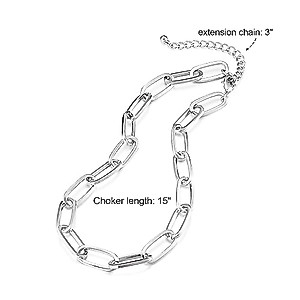 LANE WOODS Gold Chain Necklace and Bracelet for Women Ladies Dainty and Chunky Chain Link Paperclip Jewelry Set… (silver)