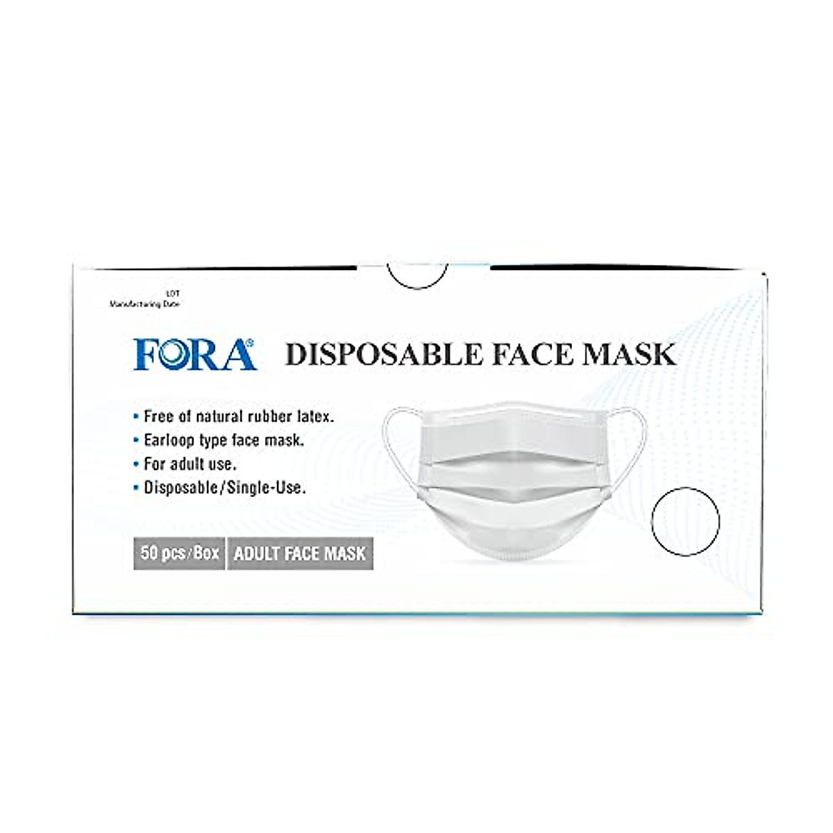 FORA Disposable Face Masks, Soft on Skin, Breathable Face Mask 3ply Adjustable Elastic Earloop Face Cover Mask for Women and Men(50pcs)