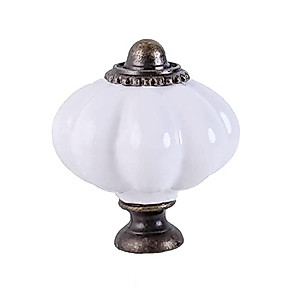 NIKKY HOME Wall Hooks Decorative 2 Pack Hanging Rustic Vintage Pumpkin Metal Iron Ceramic Antique Mounted Wall Hook for Towels Coat Bag Scarf Cap Hat Key for Farmhouse Mudroom Closet Bathroom, White