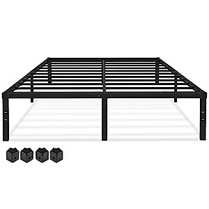 AMOBRO Full Size Metal Bed Frame with Heavy-Duty Steel Slats, 18-Inch Platform Bed with Safety Bumpers and Spacious Storage, Easy Assembly, No Box Spring Required, Non-Slip Design.