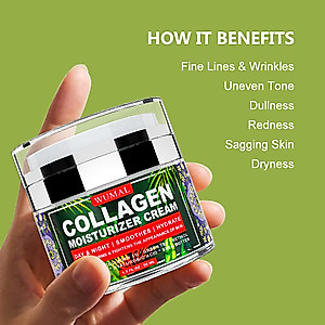 WUMAL Collagen Retinol Cream - Hydrates, Firms and Brightens Skin - Face Moisturizer for All Skin Types - 1.7oz