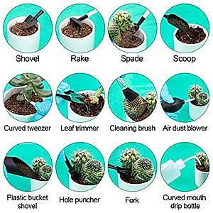 Pack of 20 Succulent Tool Set - 39.4" Indoor Plant Repotting Mat and 19 Pcs Miniature Succulent Hand Tools Garden Flower Plants Transplanting Supplies for Indoor Outdoor Plant Care (Green)