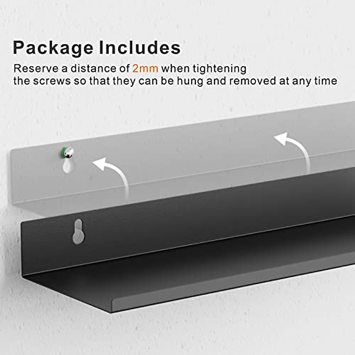 Veckle Bathroom Shelf, Floating Shelves Set of 4, Wall Mounted Modern Rustic Shelf Ledge, Metal Wall Shelve 15 in W x 4.5 in D, Black