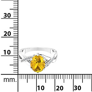 Belinda Jewelz Ring for Womens Yellow Citrine Gemstone Ring 8x10mm 925 Sterling Silver Oval Ring Diamond Rhodium Plated Twisted Band Ring Jewelry Gift for Engagement Wedding, Size 7