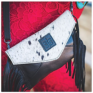 STS Ranchwear Envelope Compact Durable Leather Casual Crossbody Bag with Adjustable & Removable Shoulder Strap, Black/Cowhide