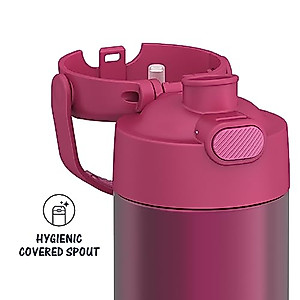 THERMOS FUNTAINER 16 Ounce Stainless Steel Vacuum Insulated Bottle with Wide Spout Lid, Rosewoood