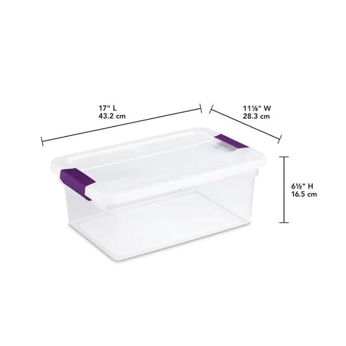 Generic Storage Containers with Secure Lids, Clear Viewing, Stackable Design, 17x11x6.5 inches, Made in the USA, Sweet Plum, 17531712*2