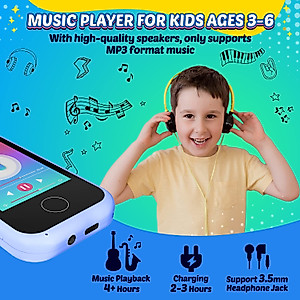 Prysyedawn Toys for 3 4 5 6 Year Old Boys Kids MP3 Music Player with Dual Camera, Games, Alarm Clock Toddler Smart Phone Educational Toys Birthday Gifts for Boys Ages 3-6 with SD Card-Blue