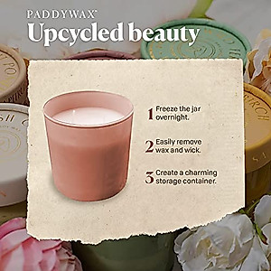 Paddywax Firefly Candle Co. Optimist Scented Candles with Soy Wax Blend and Reusable Glass Jar for Home Fragrance and Aromatherapy - 7 Ounce, Linen Rosewood, Dusty Pink