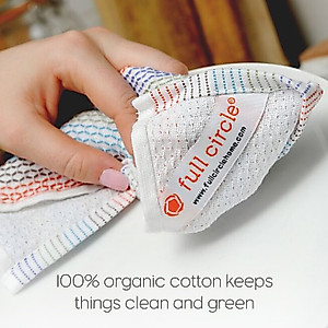 Full Circle Tidy Organic Dish Cloths Set of 3, Grayscale (Pack of 6)