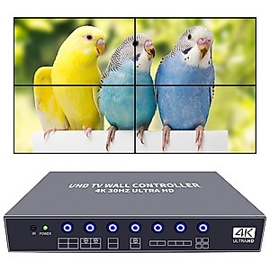 ISEEVY 4K UHD Video Wall Controller 2x2 1x2 2x1 TV Wall Processor Support 3840x2160@30 HDMI Input for 4 TV Splicing Display