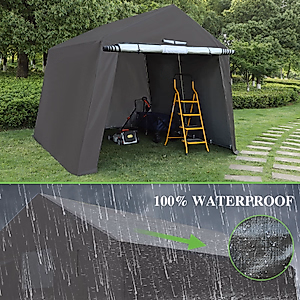B BAIJIAWEI 10X10 ft Shed Storage Shelter All-Season Heavy Duty Portable Storage Shed Carport for Motorcycle, Bike, Garden Tools (Dark Grey)