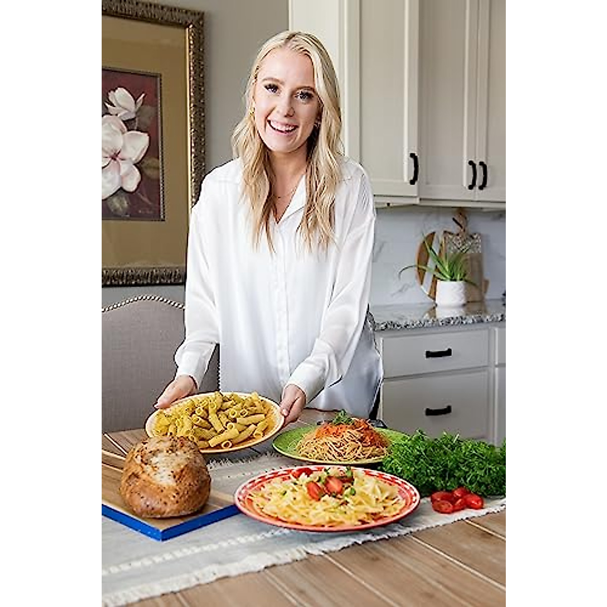 Annovero Dinner Plate Set - Set of 6 Dinnerware for Salad, Dessert, Pasta, Entrées, Colorful Stoneware Dishes for Kitchen, Microwave and Oven Safe, 10.5 Inch Diameter