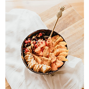 SiennaFox Large Brass Tropical Spoons Smoothies Bowl Gold Dessert Designer Mixing Cocktail Drink Stirrer Iced Coffee Bohemian Decor Bali Golden Decorative tableware Aesthetic Kitchen (Pineapple Spoon)