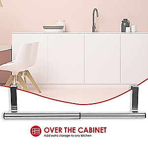 Home Basics, Chrome Cabinet Door Quick Install Hanging Modern Expandable Steel, Storage and Display Rack for Hand, Dish, and Tea Towels