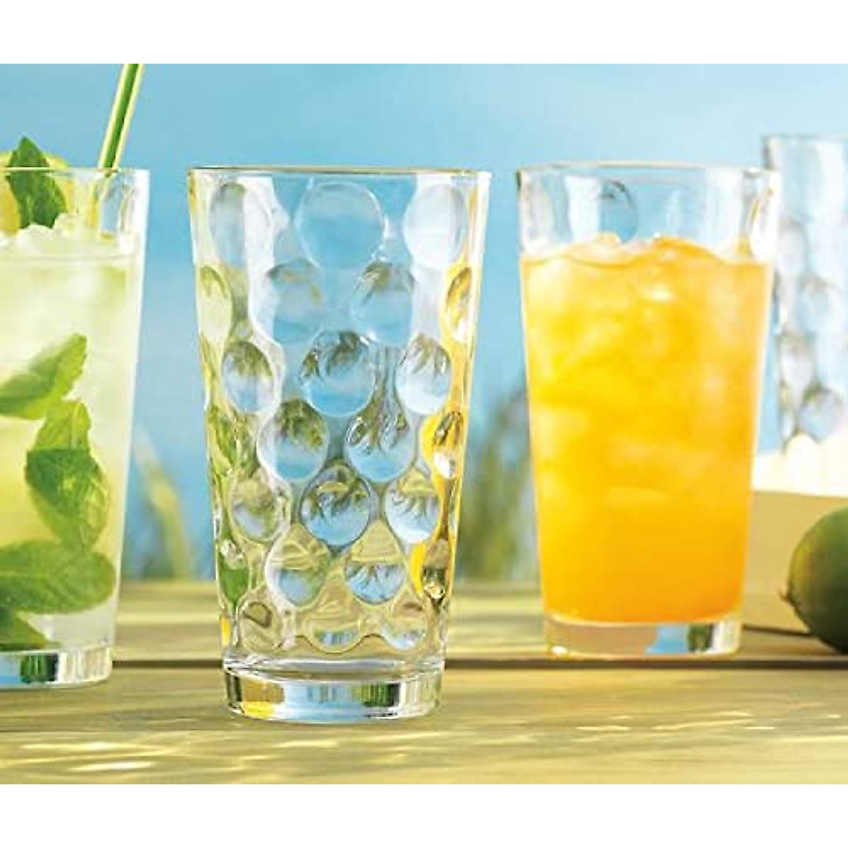 Glaver's Drinking Glasses Set of 4 Highball Glass Cups Bar Glasses for Cocktails, Juice, Water, Iced Tea, and Beverages. Circle Designed - Dishwasher Safe. (Large)