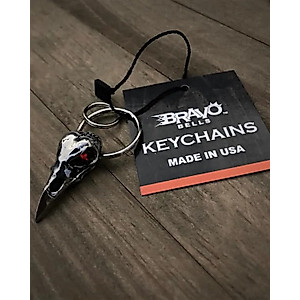 Bravo Bells Raven Skull Diamond Keychain - Pewter Keychain for Bikers - Made in The USA