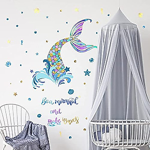 Buer Homie Wall Decals, Baby Nursery Girls Quotes Stickers, Mermaid Tail Pattern