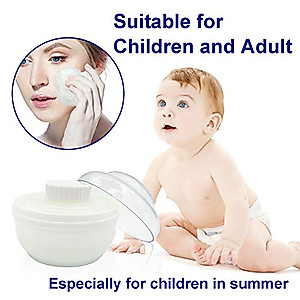 Storage Body Powder Container, Large 3.5" Fluffy Body After-Bath Powder Case, Baby Care Face/Body Villus Powder Puff Box, Makeup Cosmetic Talcum Powder Container with Hand Holder (White)