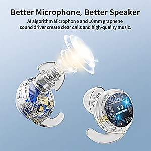 ivycay Wireless Earbuds, IPX8 Waterproof Ear Buds Stereo Touch Control Earphone with AI Microphone and LED Power Display, Bluetooth 5.3 Headphones for Sport and Working (Black)