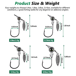 Crappie Jig Heads Kit, 20Pcs Fishing Jig Head Hook Fishing Lure Jig Head with Eye Ball Jig Hook Lure with Spinner Blade Fishing Tackle for Saltwater Freshwater Fishing