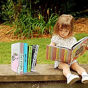 Winterworm Cute Vivid Lovely Persian Cat Nonskid Thickening Iron Metal Bookends Book Organizer for Library School Office Home Study Desk Organizer(Pink)