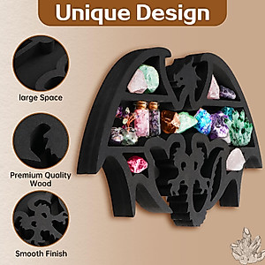 Stylitzy Wooden Floating Shelf Dragon Design Unique Room Decor Crystal & Rock Display Shelf, Floating Wall Shelves with Dragon Design for Rocks, Crystals, Oils, Stones, Plants(14x9.4inches