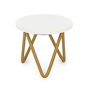 1 12 Scale Dollhouse Furniture Mini Circle Coffee Table Miniature Decor for Living Room Bedroom Family Room Kitchen Balcony Fairy Garden Project Decoration (Golden Stand)