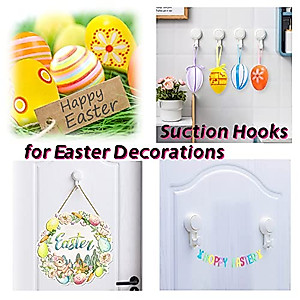 VELMADE Shower Suction Cup Hooks 4 Pack, Heavy Duty Towel Hanger for Shower, Wall Mounted Strong Hanging Suction Cup Hooks No Drilling, Removable Suction Cup Hooks Waterproof, White