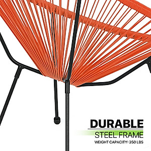 Magshion 3-Piece Outdoor Patio Furniture, Acapulco Chairs Patio Cafe Set with Glass Top Table and Chairs, Weather-Resistant Outdoor Furniture for Backyard Porch Garden, Orange