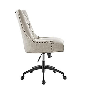 Modway Regent Tufted Fabric Swivel Office Chair, Black Beige