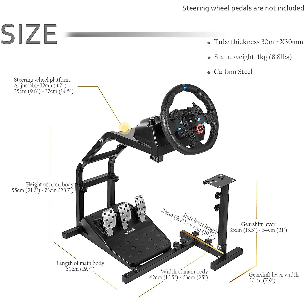 Marada Gaming Steering Wheel Stand Adjustable Fit for Logitech,Thrustmaster,Xbox, G25 G27 G29 G920 G923, Racing Wheel Stand, Handbrake Shifter Wheels and Pedals Not Included