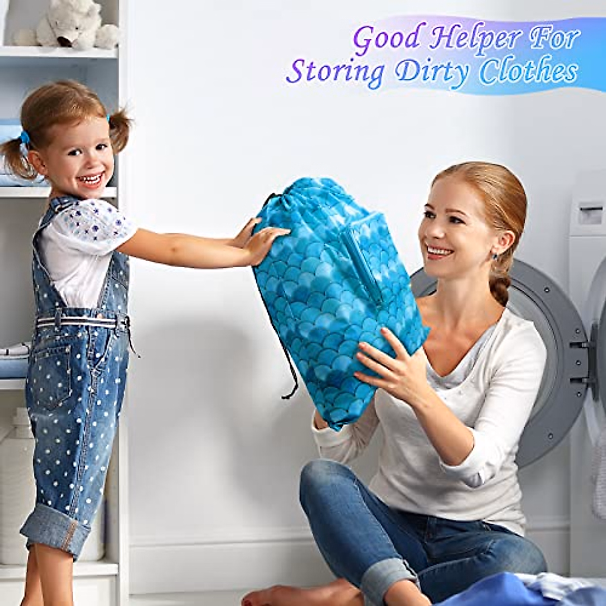 Travel Laundry Bag 2 Packs Heavy Duty Dirty Clothes Shoulder Bag with Drawstring Large Travel Organizer Bags for Luggage, 21 x 22 Inch
