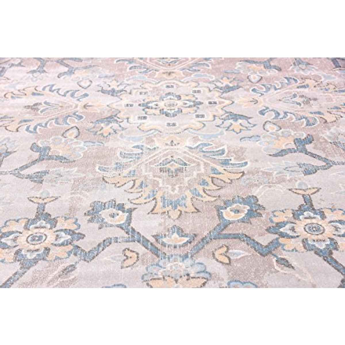 Unique Loom Paris Collection Pastel Tones Traditional Distressed Gray Area Rug (9' 0 x 12' 0)