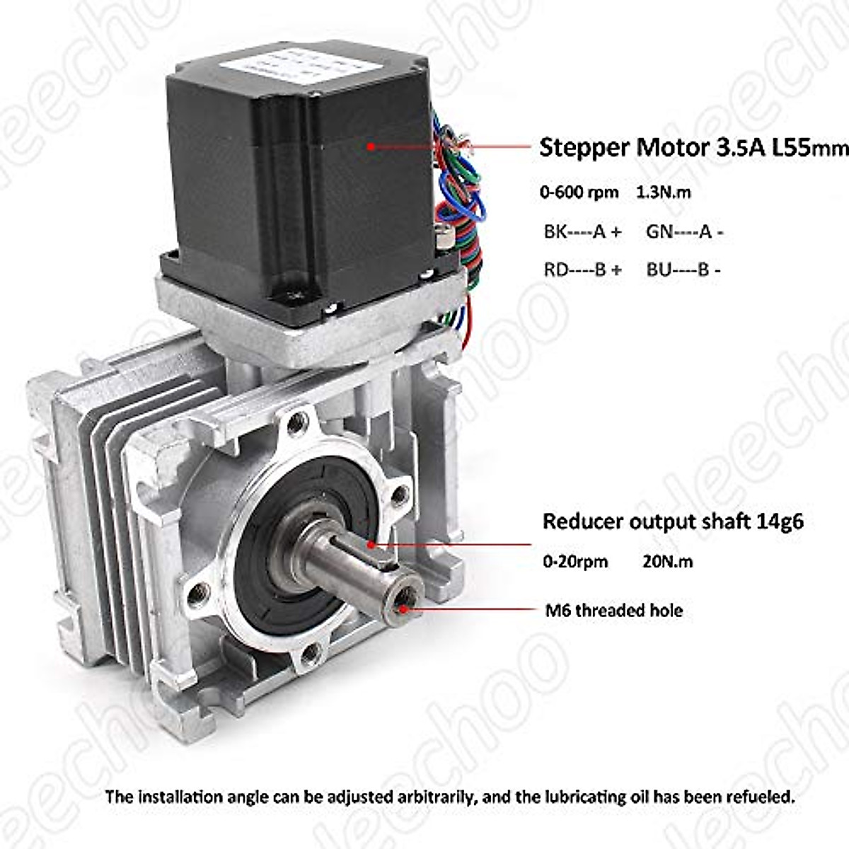 Worm Gear Nema23 Stepper Motor 3.5A L2.1inch Gearbox Ratio 30:1 Speed Reducer for CNC DIY Router