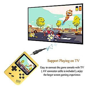 Handheld Games Console for Kids Adults - Retro Video Games Consoles 3 inch Screen 168 Classic Games 8 Bit Game Player with AV Cable Can Play on TV (Yellow)