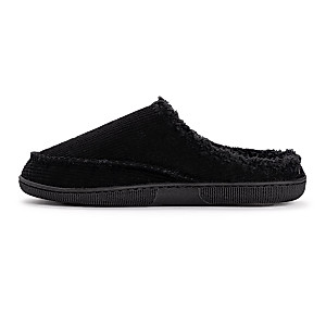 MUK LUKS Men's Corduroy Clogs Slipper, Black, 12
