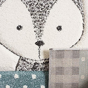 SAFAVIEH Carousel Kids Collection 5'3" x 7'6" Grey/Ivory CRK188B Animal Nursery Playroom Area Rug