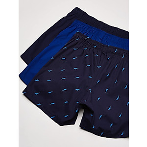 Nautica Men's Cotton Woven 3-Pack Boxers, Multicolor, Large