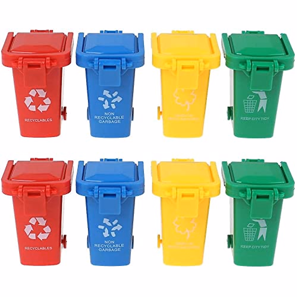 IYSHOUGONG 8 Pcs 2.5“ ”Mini Trash Can Toy Push Vehicles Garbage Cans Curbside Vehicle Garbage Bin for Kids Toddlers