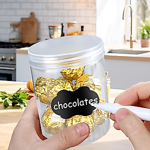 12 Pcs 16 oz Clear Plastic Jars with Ribbed Lids Wide Mouth Food Plastic Jars Airtight Paint Storage Containers for Beauty Products,Kitchen & Household Storage (Clear Lids)