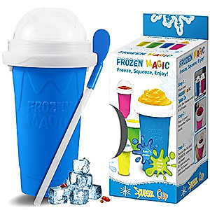 Slushie Maker Cup, Magic Quick Frozen Smoothies Cup Double Layer Squeeze Cup Homemade Milk Shake Ice Cream Maker Cooling Cup DIY for Family