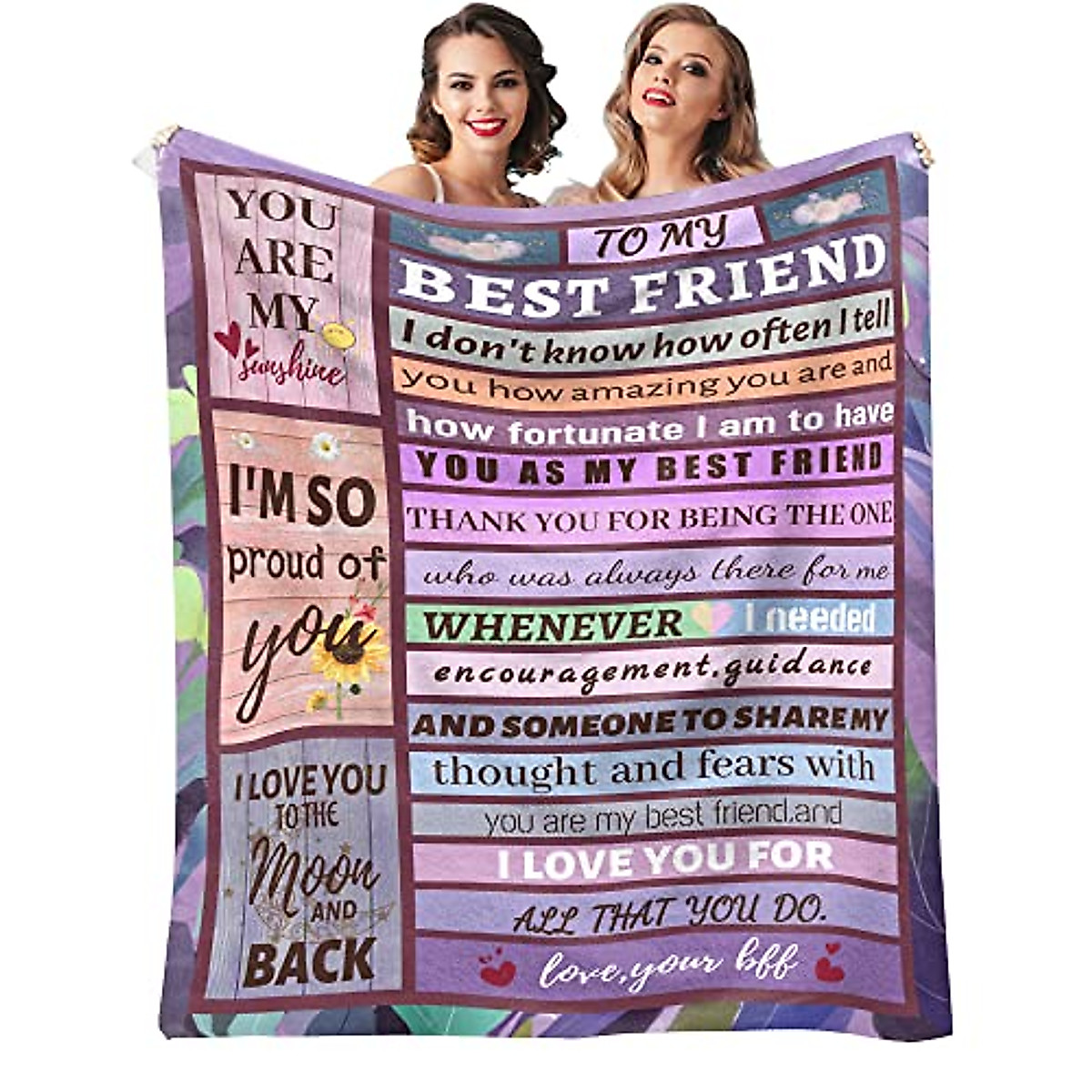Gifts for Best Friends Blanket 60"x50",Best Friend Birthday Gifts for Women, Unique Friendship Gifts for Women Friends,BFF Gifts,to My Bestie Blanket,Thoughtful Besties Gift Ideas for Women Blanket