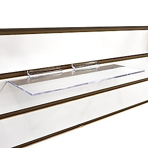 STORE FIXTURES DIRECT Clear Acrylic Slatwall Shoe Shelf, 4" D x 10" L Flat Acrylic Shoe Display Shelf, 20 Pack